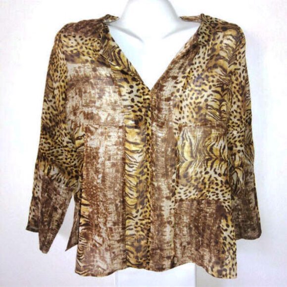 TanJay | Tops | Tanjay Ladies Animal Print Sheer Blouse | Poshmark